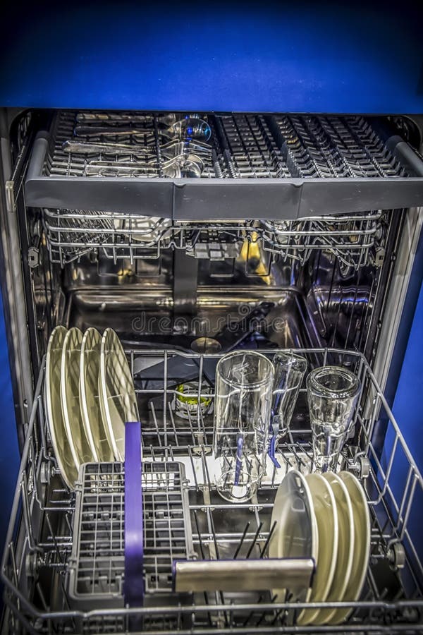 The Inside of a Full Dishwasher Stock Photo - Image of glasses, clean ...