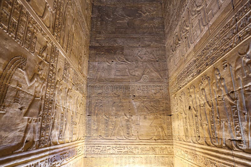 Inside of Edfu Temple in Edfu, Egypt Stock Photo - Image of building ...