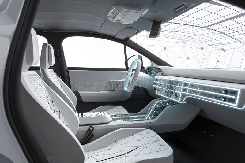 Inside Electric Car.3d Render and Illustration Stock Illustration ...