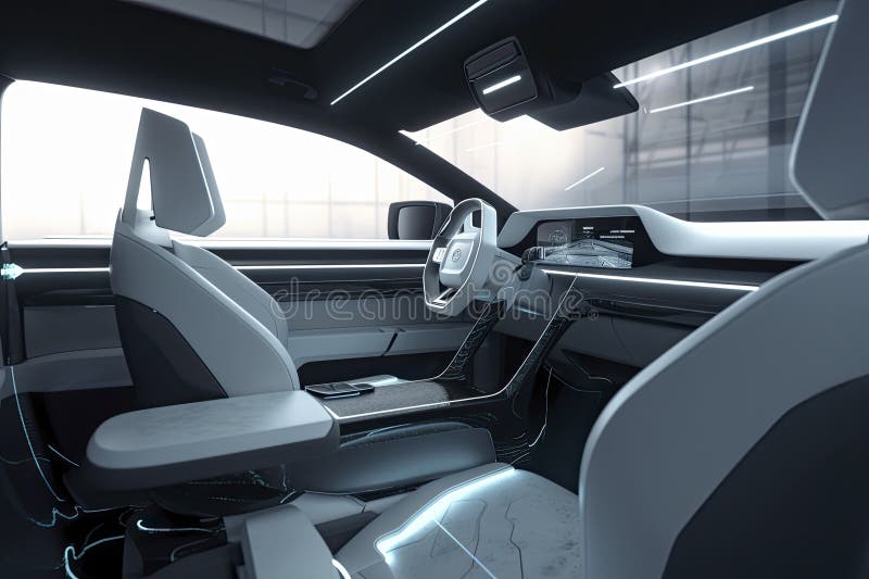 Inside Electric Car.3d Render and Illustration Stock Illustration ...