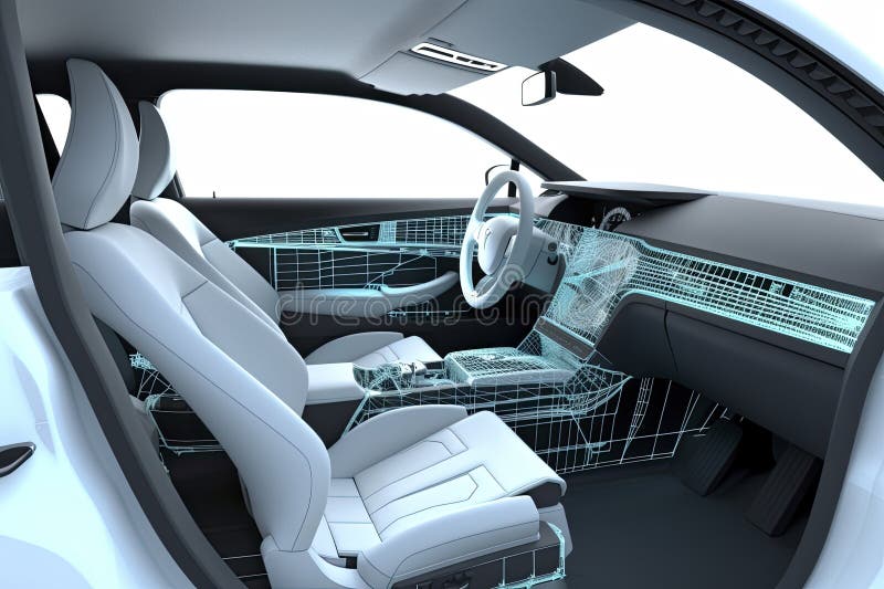 Inside Electric Car.3d Render and Illustration Stock Illustration ...