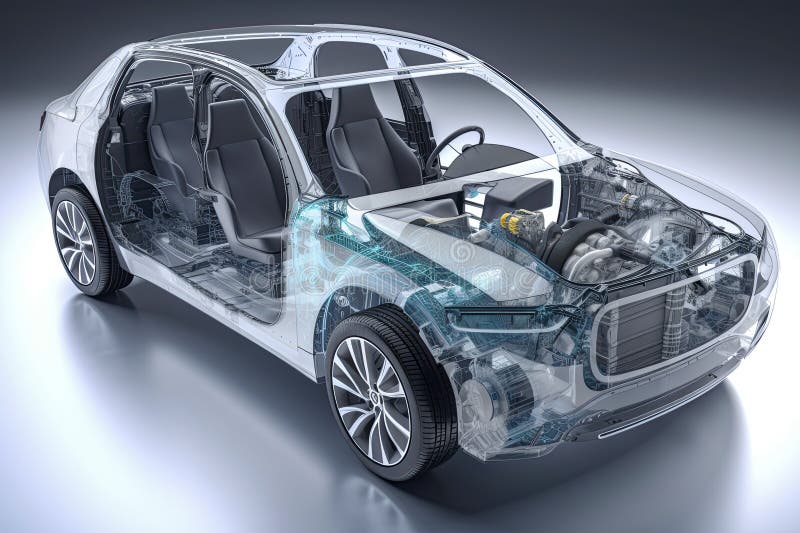 Inside Electric Car.3d Render and Illustration Stock Illustration ...