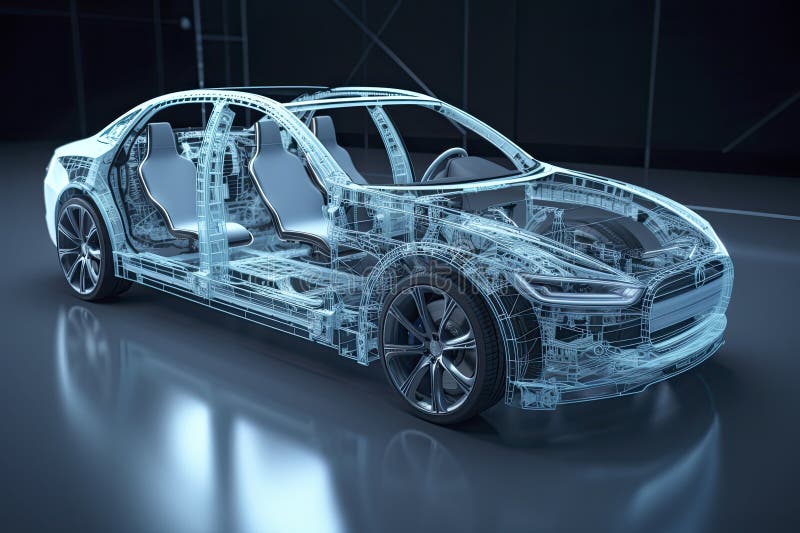 Inside Electric Car.3d Render and Illustration Stock Illustration ...