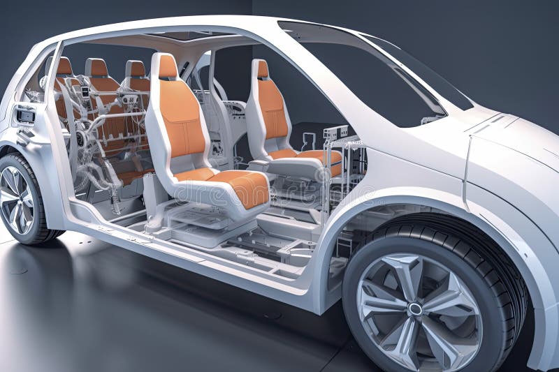 Inside Electric Car.3d Render and Illustration Stock Illustration ...