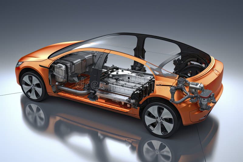Inside Electric Car.3d Render and Illustration Stock Illustration ...