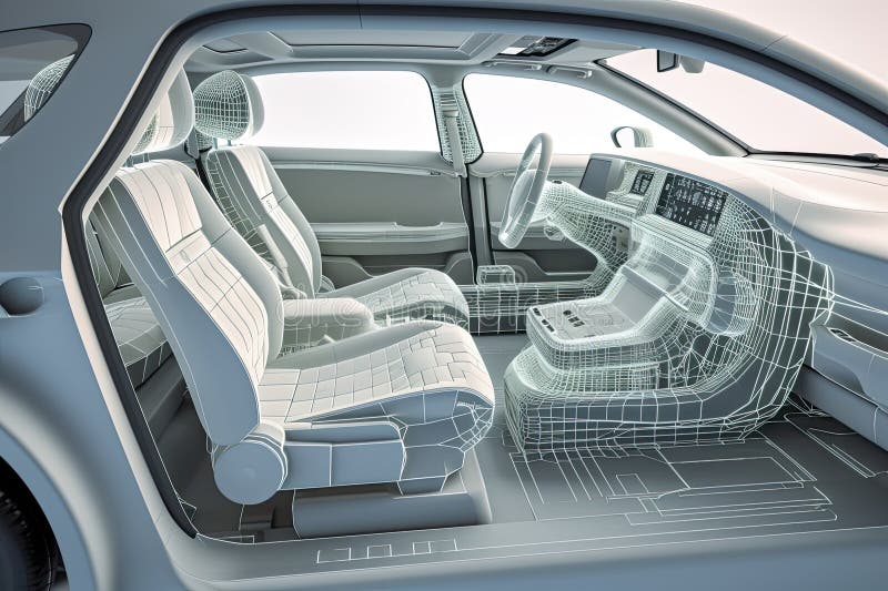 Inside Electric Car.3d Render and Illustration Stock Illustration ...