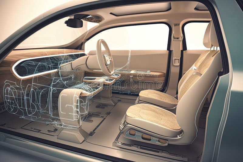 Inside Electric Car.3d Render and Illustration Stock Illustration ...