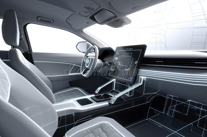 Inside Electric Car.3d Render and Illustration Stock Illustration ...
