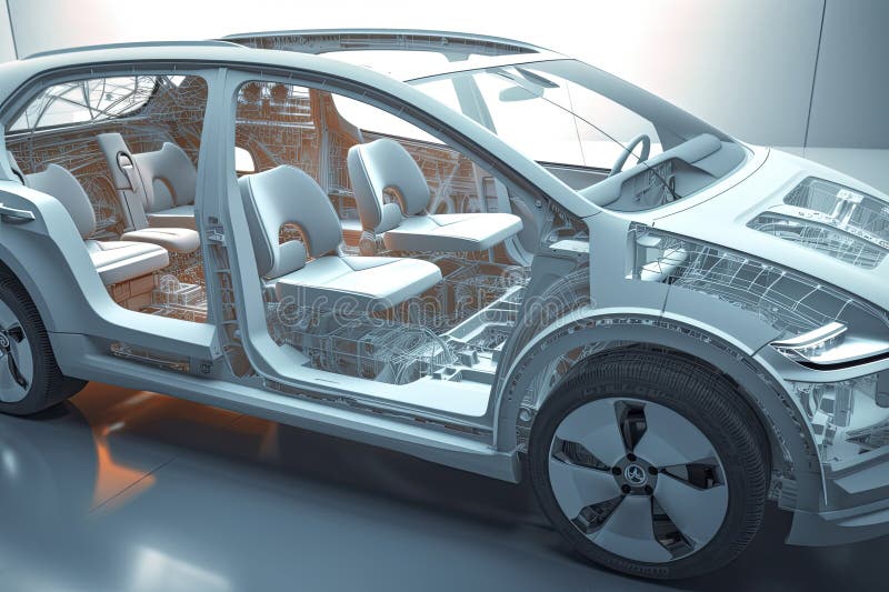 Inside Electric Car.3d Render and Illustration Stock Illustration ...