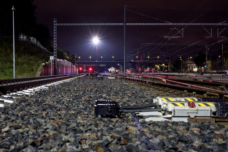 Inside of Electric Train Railroad at Night Stock Photo - Image of road ...