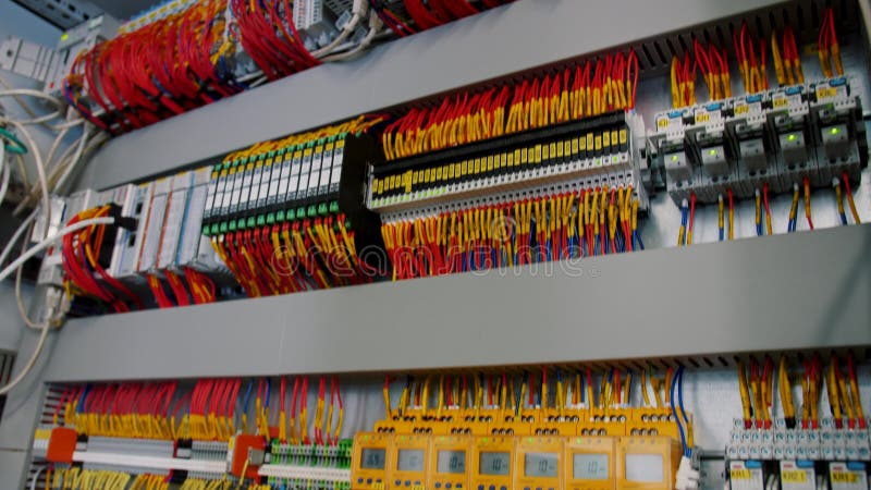 Electrical Control Panel with Multiple Switches and Wires Cable ...