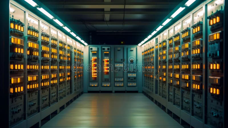 The Inside of an Electrical Room with Many Lights. Generative AI Stock ...