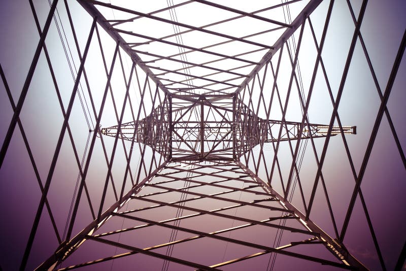 Inside of an Electricity Pylon - Power Tower and Transmission Lines ...