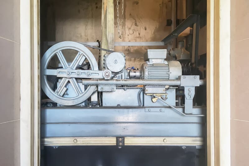 Inside Elevator Machine Installation for Building Renovation. Stock ...