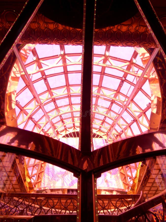 Inside Elevator in a Pink Atrium with Fancy Skylight Editorial Stock ...