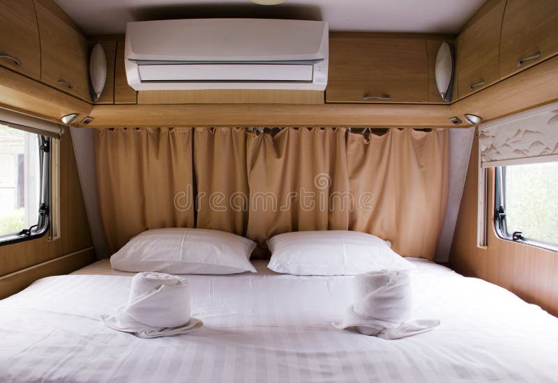 Inside of Empty Bed in Camper Van Stock Photo - Image of indoor, clean ...
