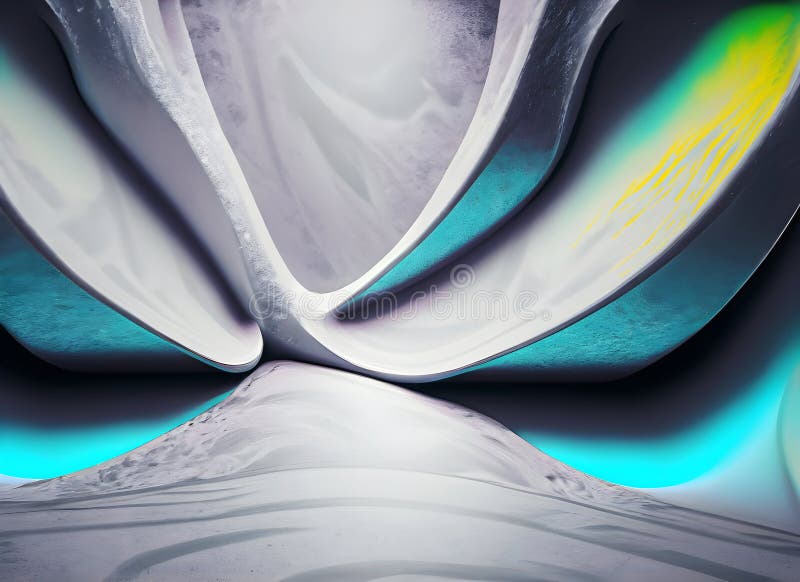 Inside Empty Business Office and Neon Swirling Lines for Background ...