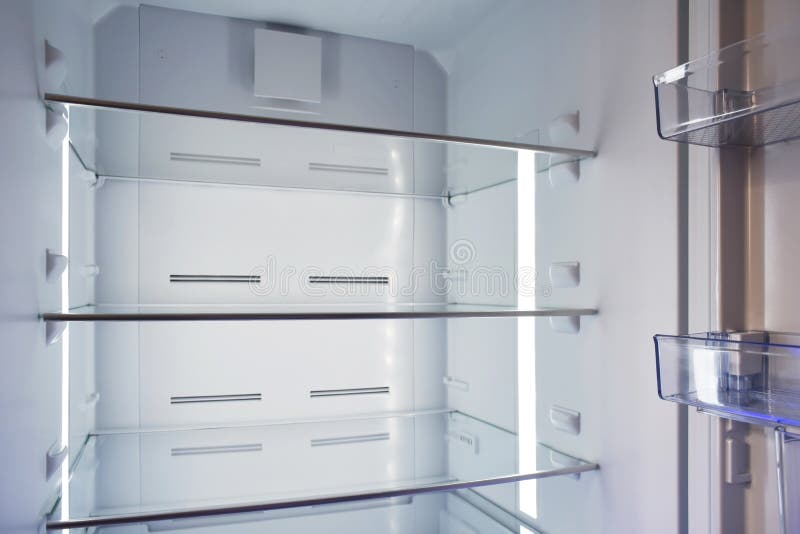 Inside of Empty and Clean Modern Refrigerator, Freezer Stock Photo ... Inside of Empty and Clean Modern Refrigerator, Freezer Stock Photo ...