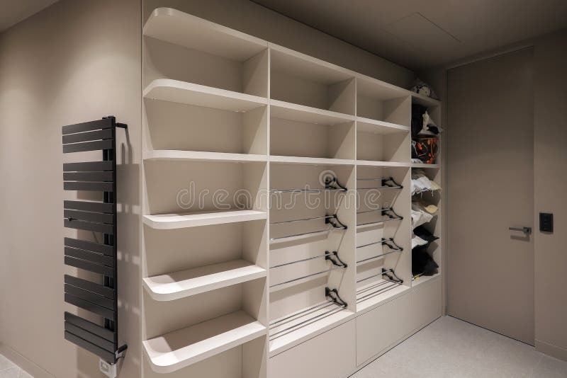 Inside Empty Dressing Room Interior with Shelves Stock Image - Image of ...