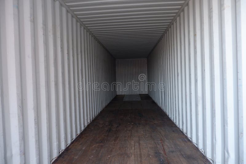Inside Empty Dry High Cube Container with Wooden Floor Stock Image ...