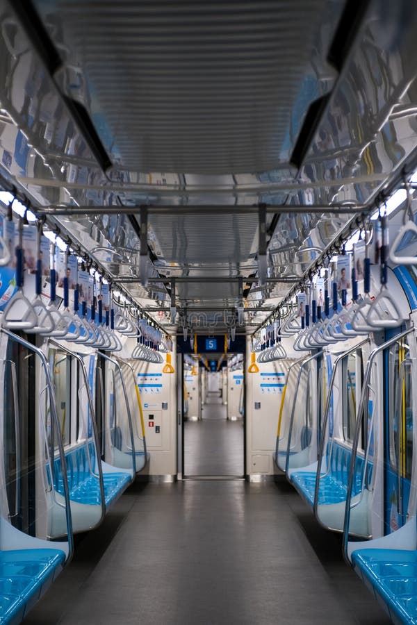 Inside of Empty MRT Train at the Jakarta Station. Mass Rapid ...