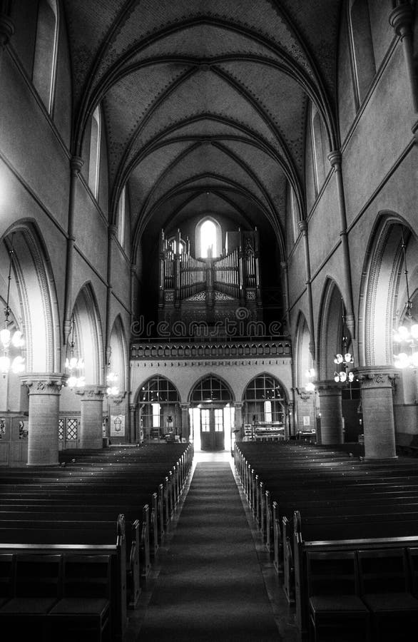 Inside Empty Old Church during Day Stock Photo - Image of black, arch ...
