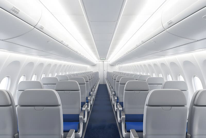Inside Empty Passenger Aircraft Cabin. Neural Network AI Generated ...
