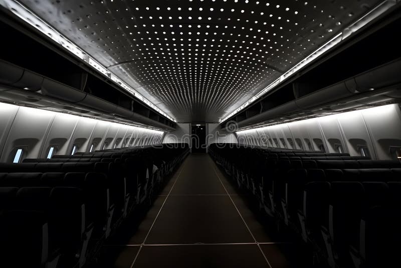 Inside Empty Passenger Aircraft Cabin. Neural Network AI Generated ...