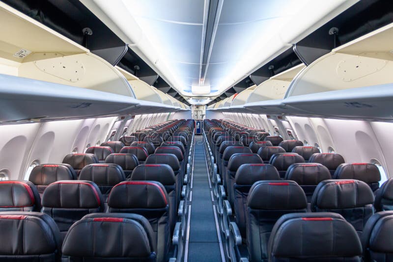 Inside Empty Passenger Airplane Cabin Stock Photo - Image of tourism ...