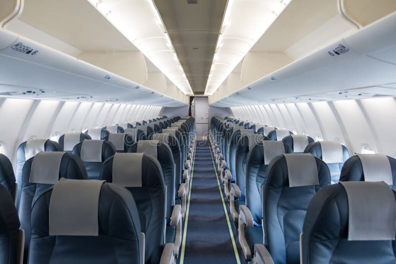 Inside Empty Passenger Airplane Cabin Stock Photo - Image of indoor ...