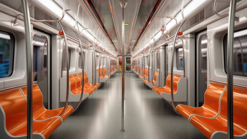 Inside Empty Subway Car, Metro Car Empty Interior. Generative AI Stock ...