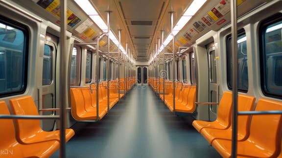 Inside Empty Subway Car, Empty Metro Train Stock Illustration ...