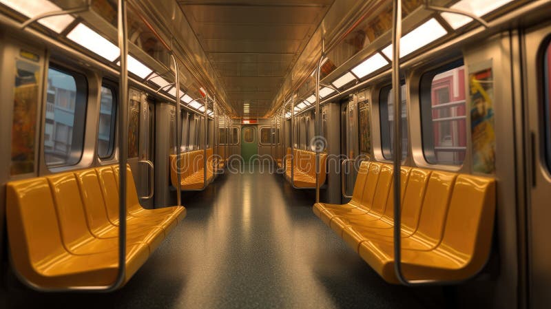 Inside Empty Subway Car, Empty Metro Train Stock Illustration ...