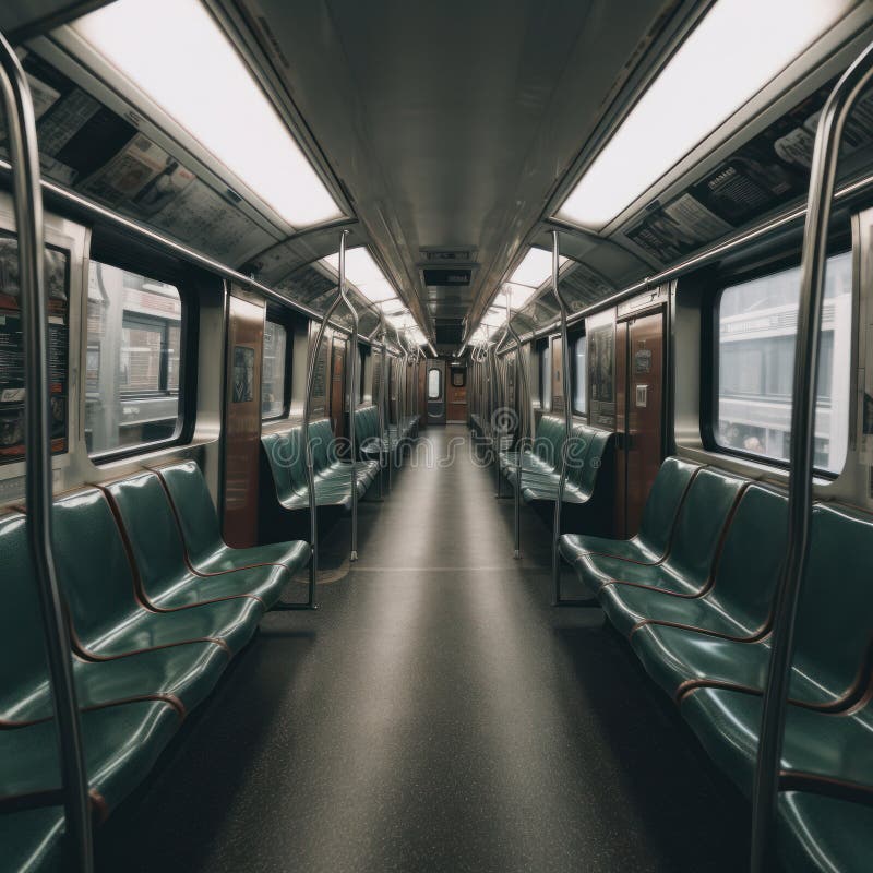 Inside of an Empty Subway Train Illustration AI Generative Stock ...