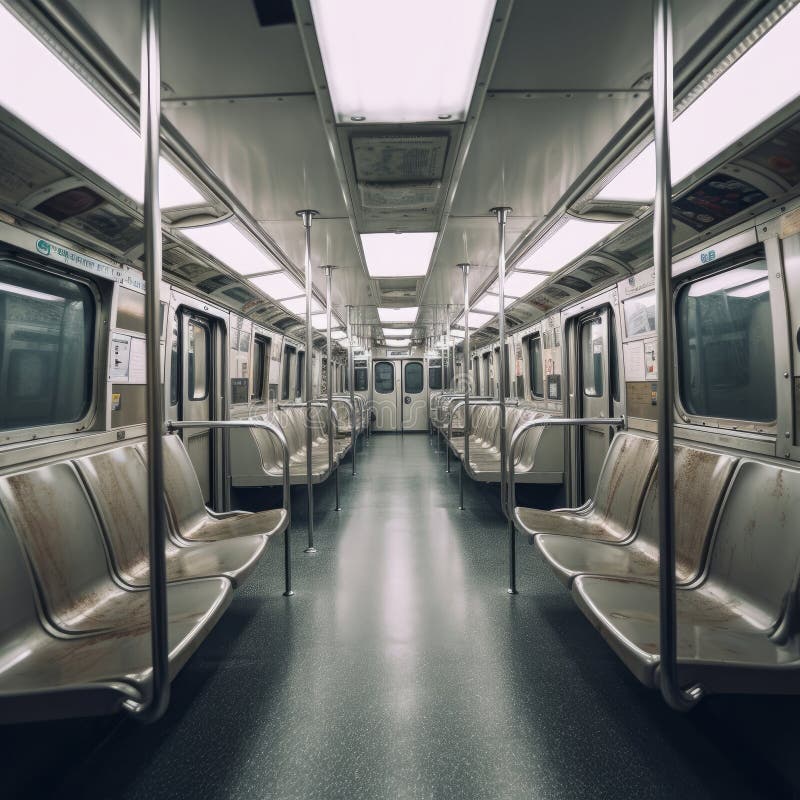Inside of an Empty Subway Train Illustration AI Generative Stock ...
