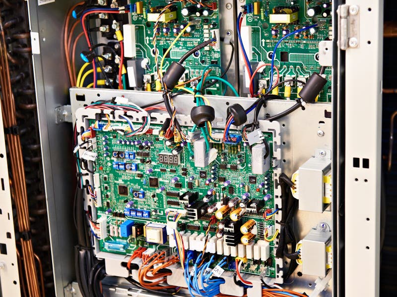 Inside Equipment with Electronic Circuits Stock Image - Image of ...