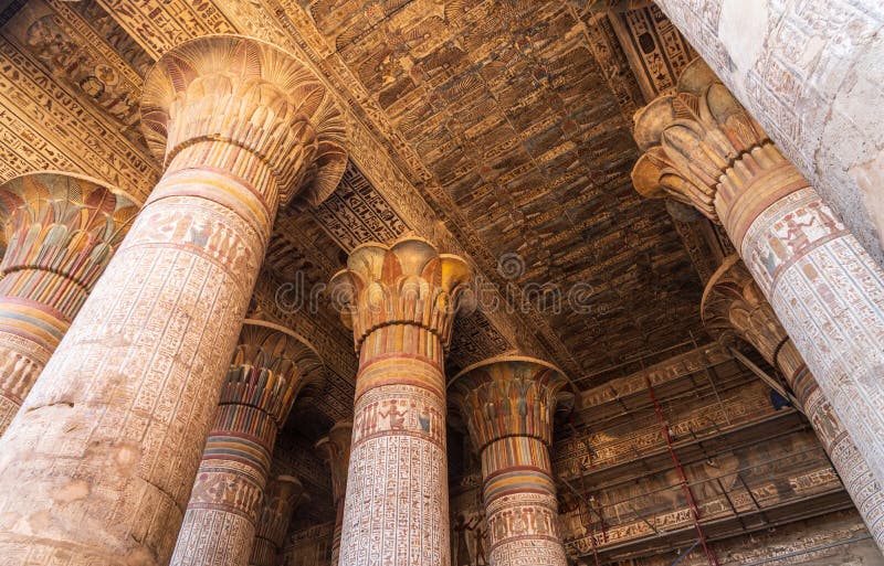 Inside Esna Temple, the Imposing Columns Adorned with Hieroglyphs ...