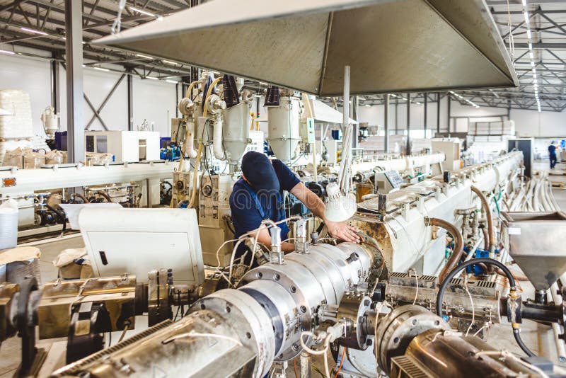 Inside Factory. the Interior of the Equipment Used in the Polypropylene ...