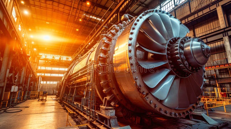 Inside a Factory: Large Jet Engine in Production Stock Illustration ...