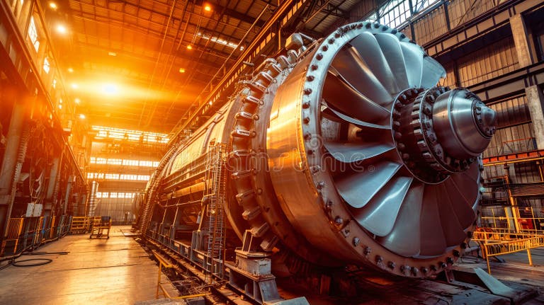 Inside a Factory: Large Jet Engine in Production Stock Illustration ...