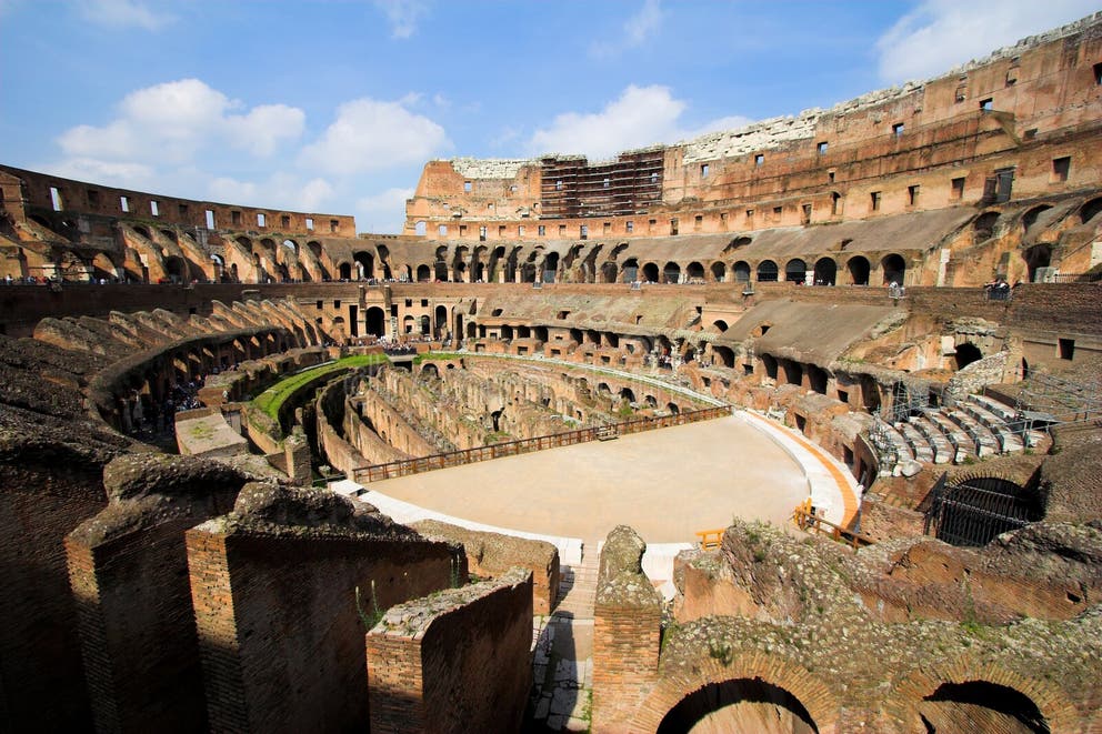 Inside of famous Colosseum stock photo. Image of cloud - 2404562