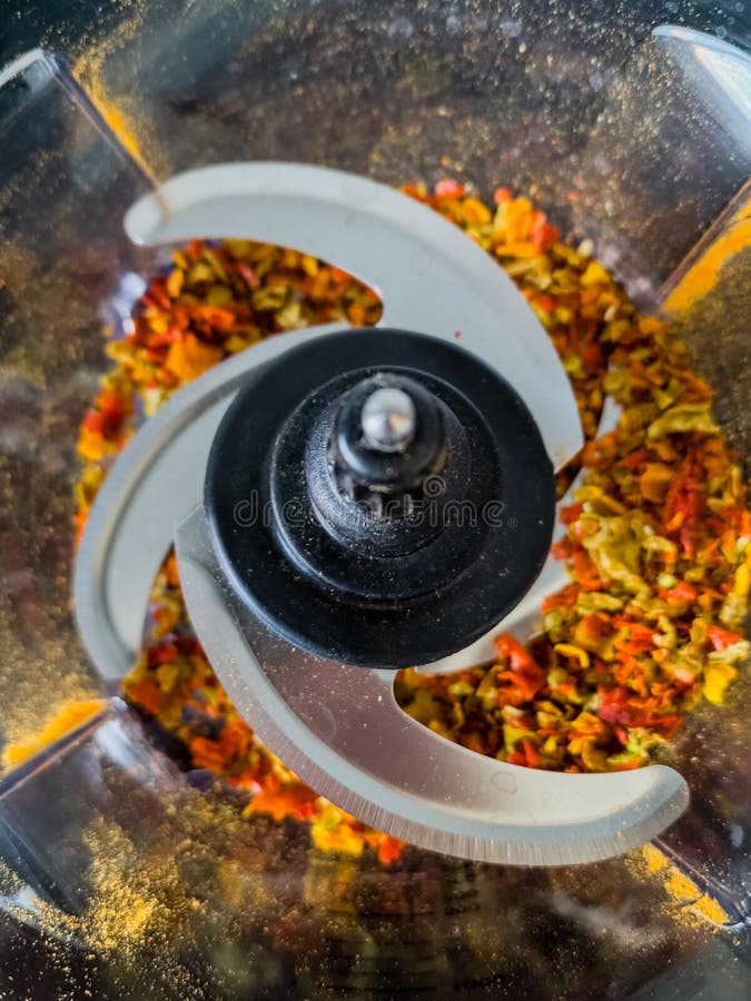 The Inside of a Food Processor after Preparing Dried Peppers Stock ...