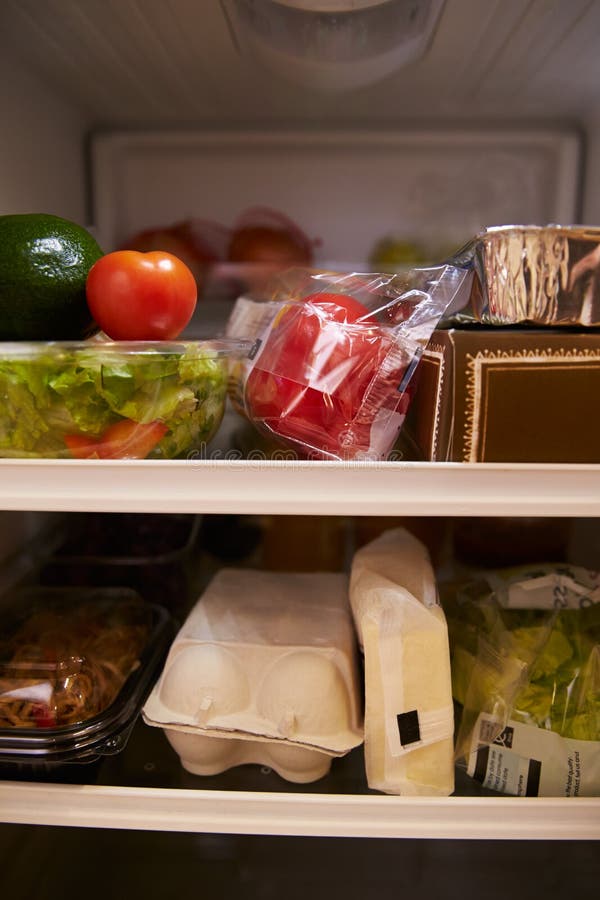 Inside of Fridge Filled with Food Stock Photo - Image of full ...