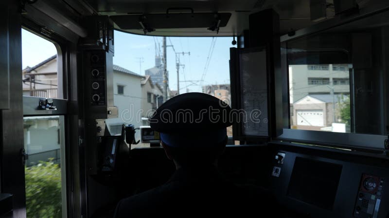 Inside Front View of a Train with a Driver, Japan. Stock Footage ...