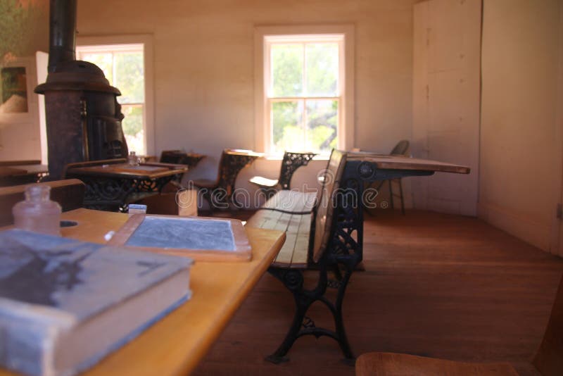 Inside the Fruita Schoolhouse with Traditional Desks and Benches ...