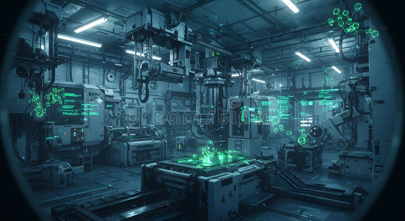 Inside Futuristic Laboratory with Advanced Machinery and Glowing ...