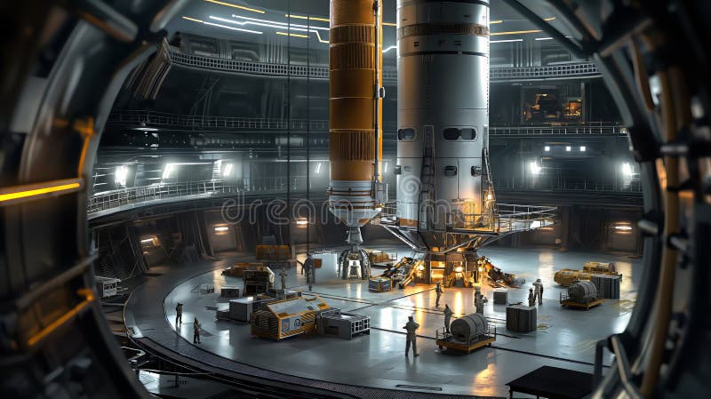 Inside a Futuristic Rocket Assembly Facility Stock Image - Image of ...