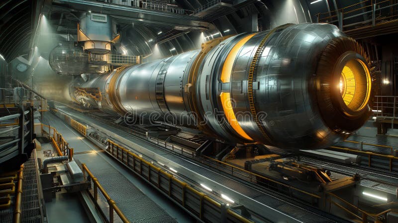 Inside a Futuristic Rocket Assembly Facility with Workers Stock Image ...