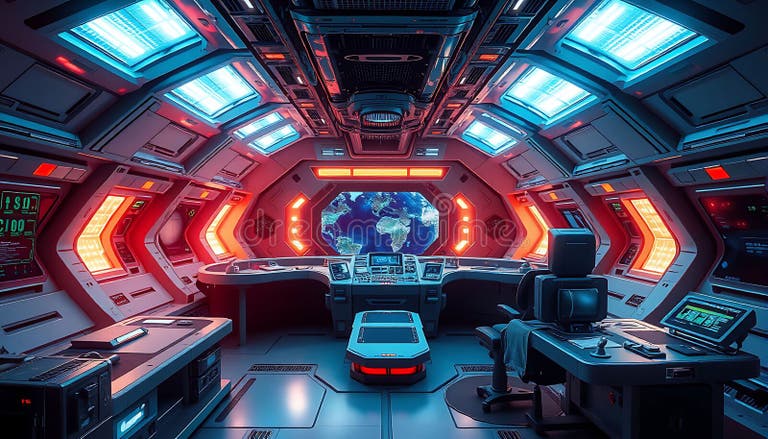 Futuristic Spaceship Interior Cockpit, High,tech Control Panel, Stock ...