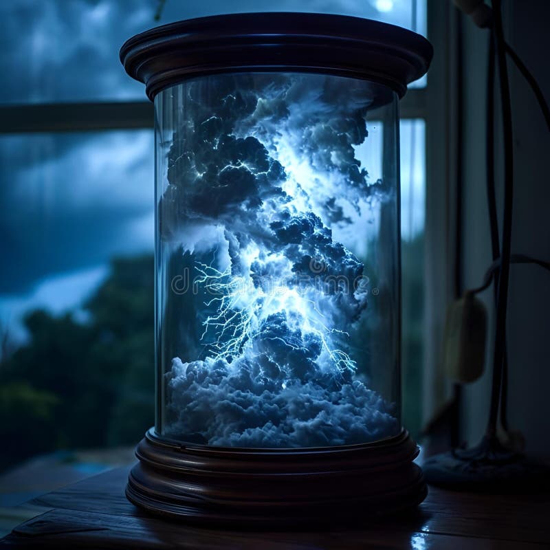 The Inside of a Glass that Has a Lightning Cloud in it Stock ...